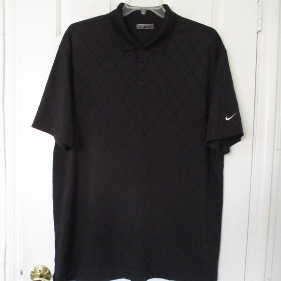 Nike | Shirts | Nike Golf Fit Dry Mens Ss Black Golf Polo Shirt Size ...